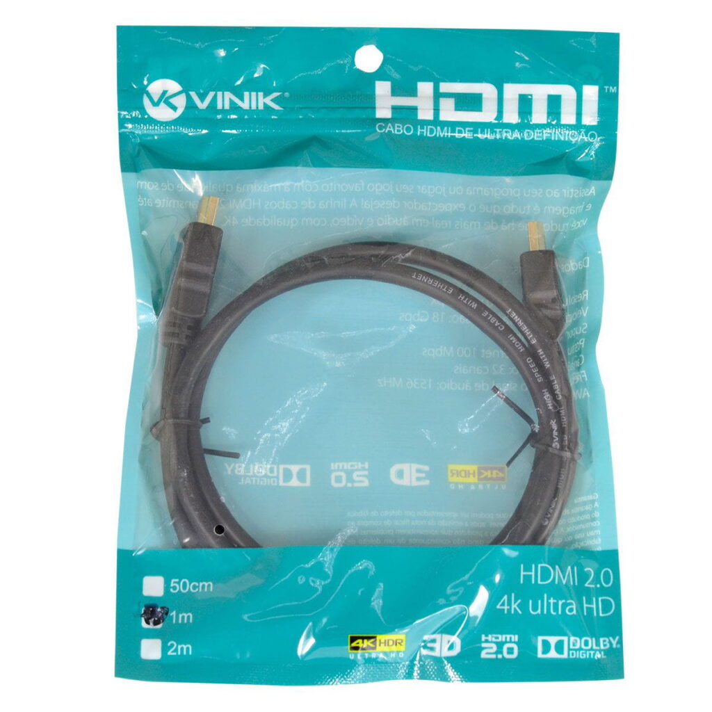 Cabo Vinik HDMI 2.0, 4K UltraHD, 3D, 1 Metro - H20-1 - Ipê Informática